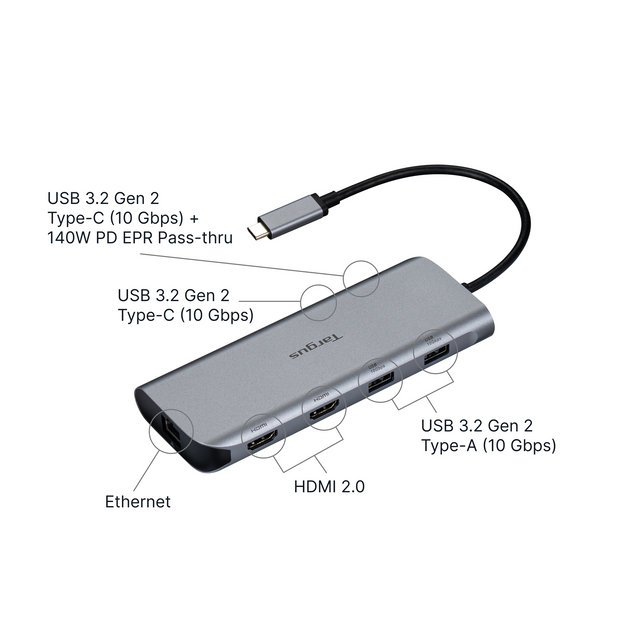 Dual Video Mobile Dock with 140W EPR Pass-Thru | Targus